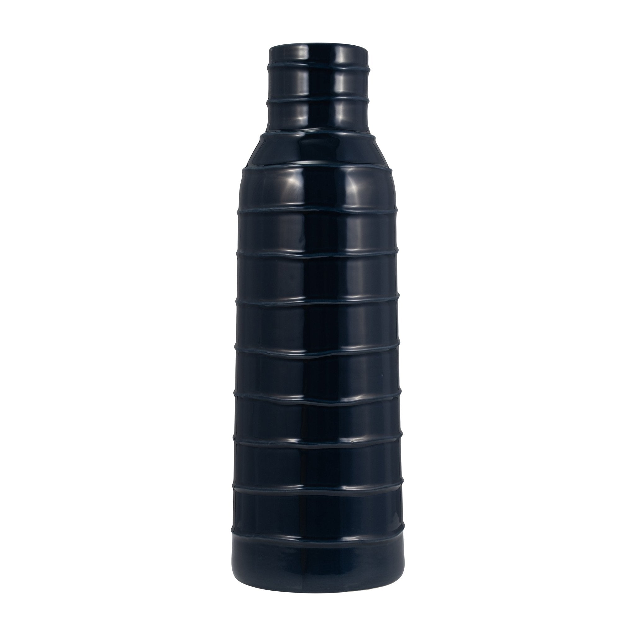 CER, 20"H TRIBAL VASE, NAVY BLUE, FOREST GREEN - Al Rugaib Furniture