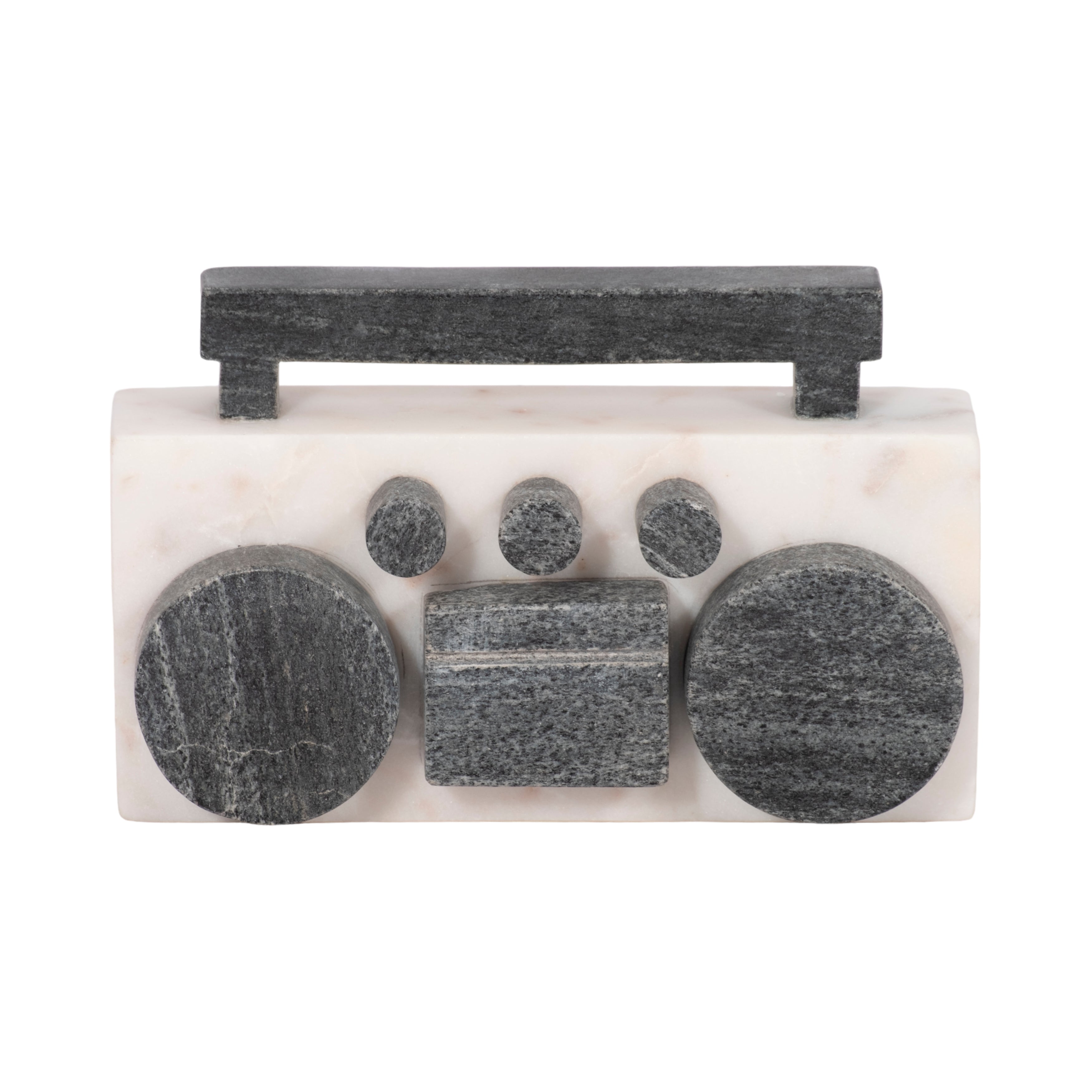8" Marble Boombox, White/black - Al Rugaib Furniture
