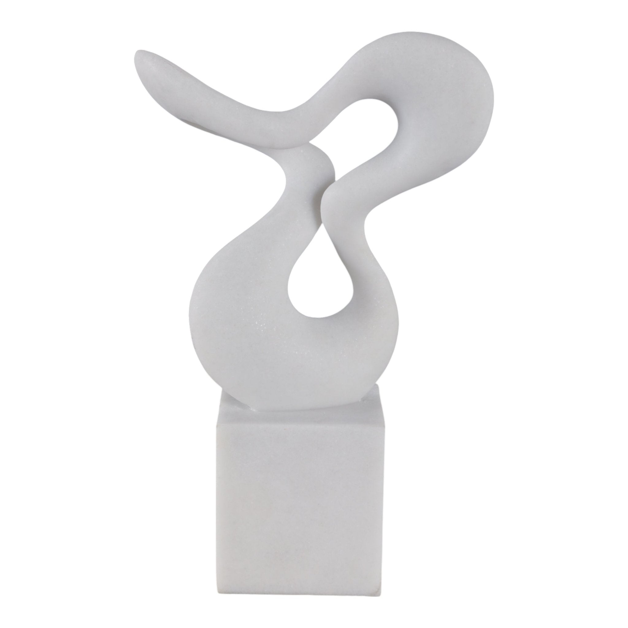 12x7" Abstract Resin Sculpture On Base, White - Al Rugaib Furniture