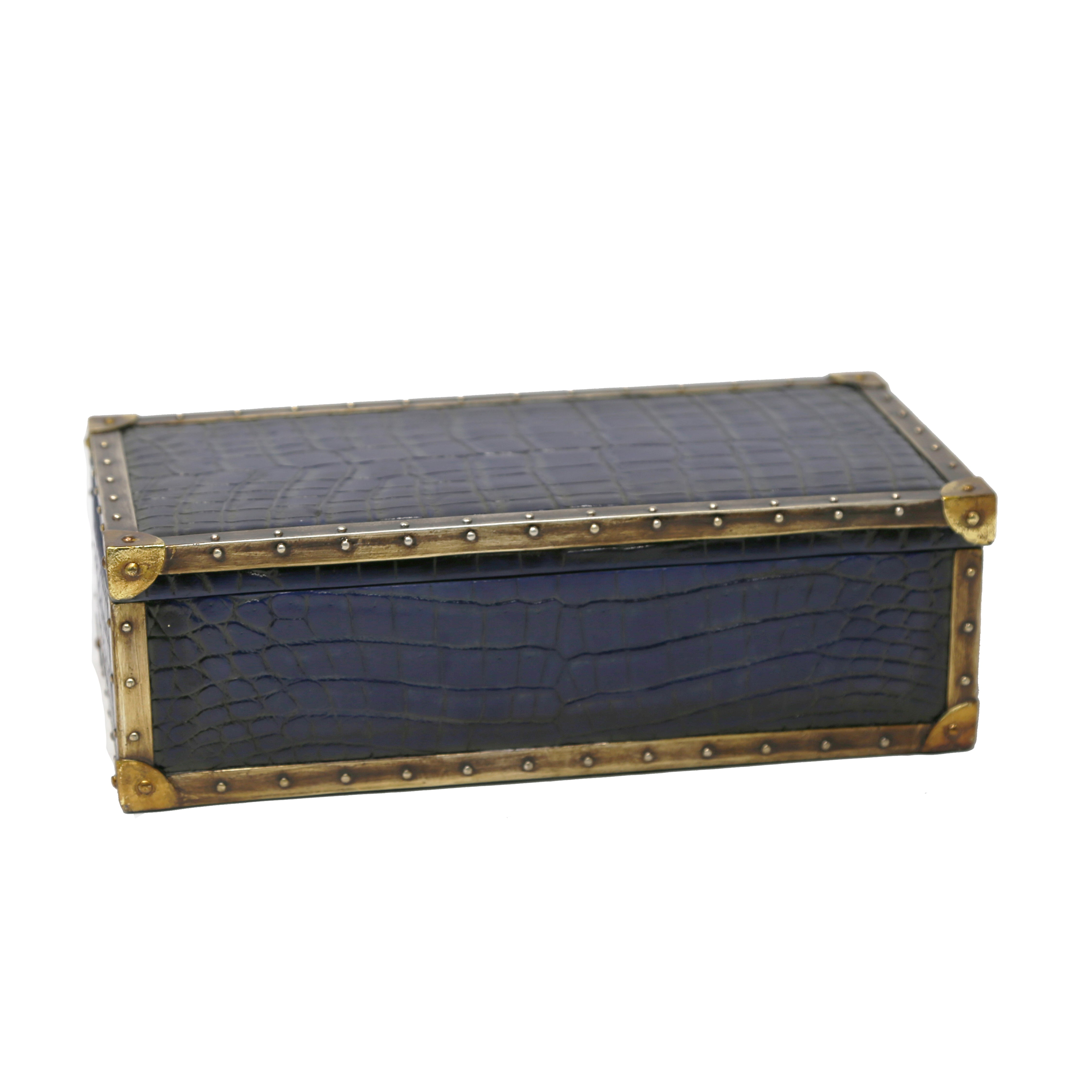 Polyresin Alligator Skin Box, Dark Blue – Al Rugaib Furniture