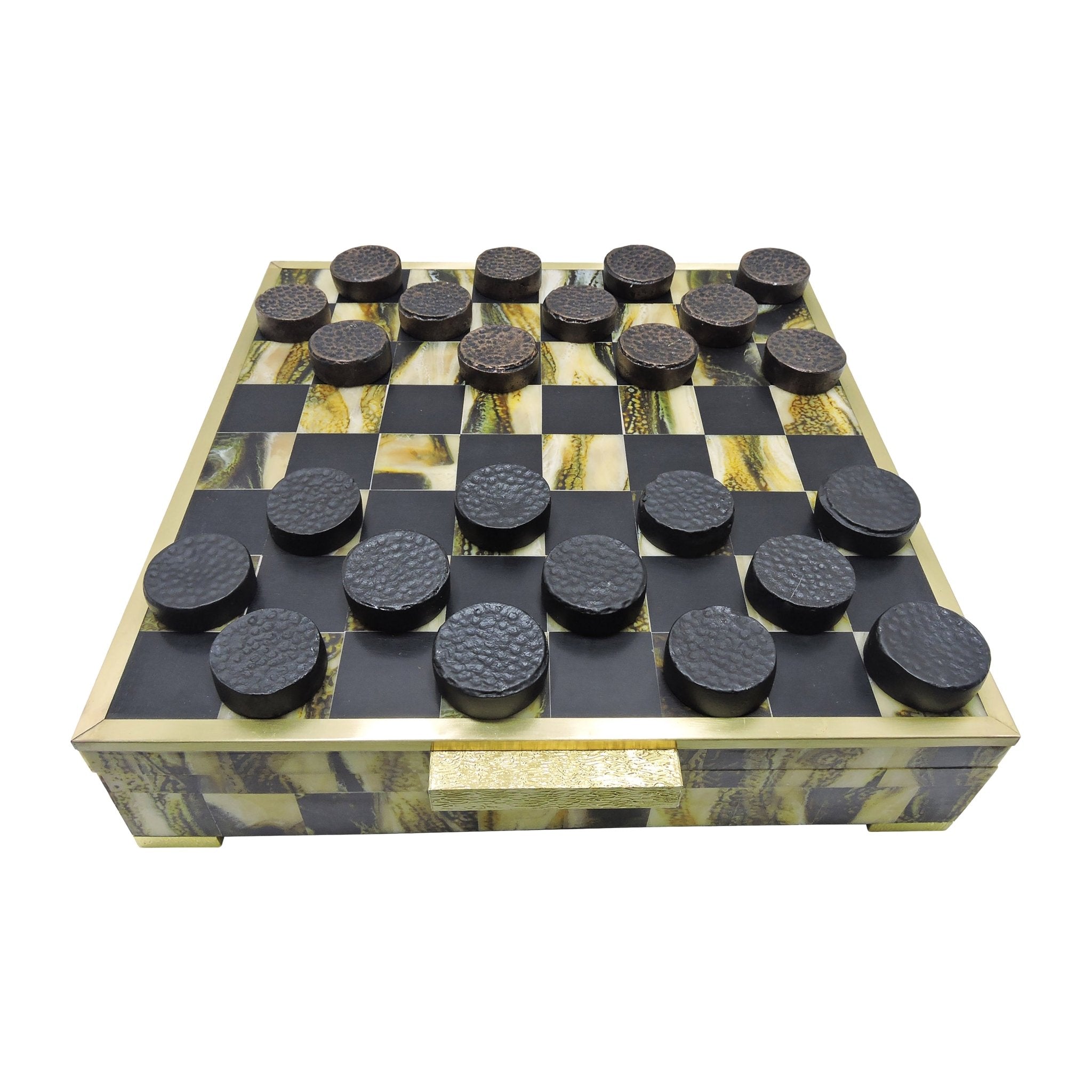 15x15" Allagash Horn Resin Checker Box Set - Al Rugaib Furniture