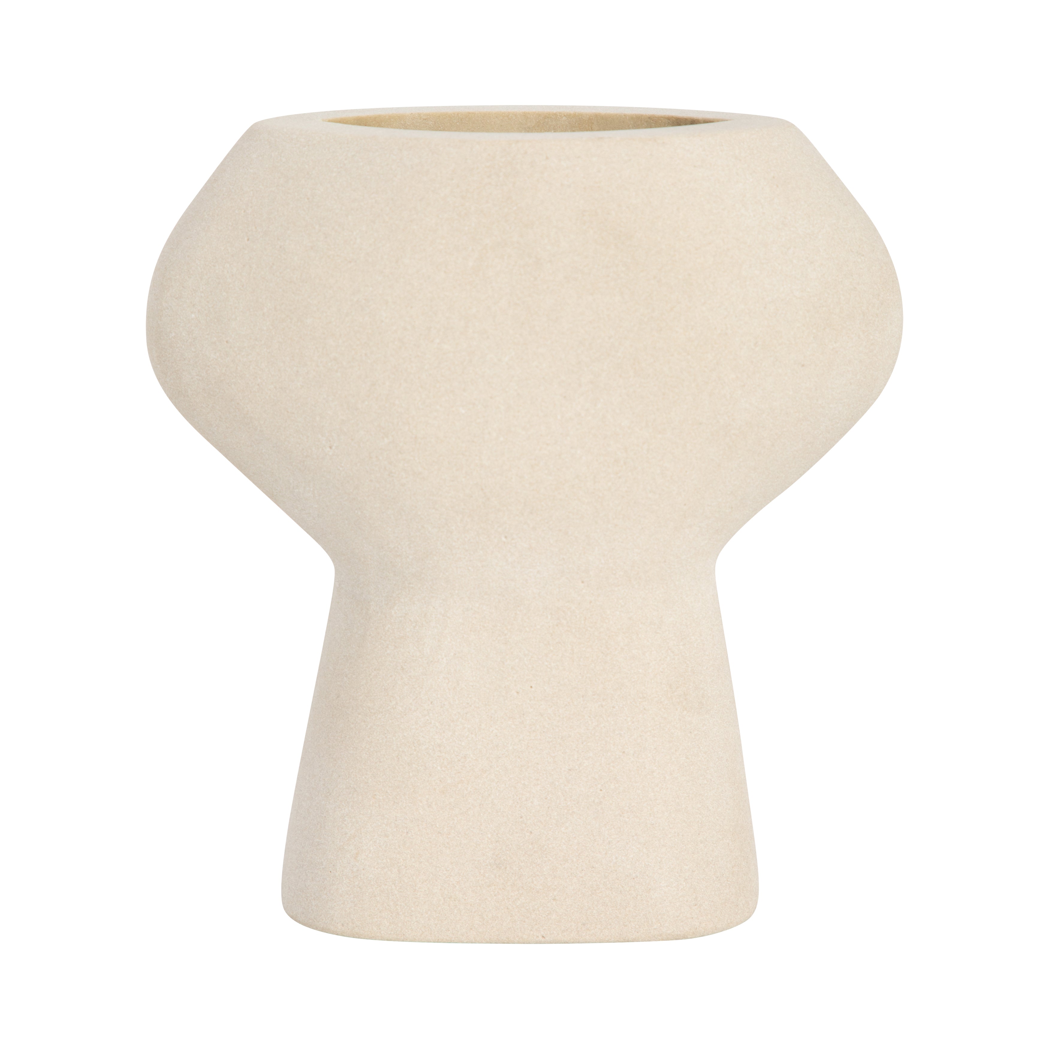 STONE, 7" BULBOUS VASE, NATURAL - Al Rugaib Furniture