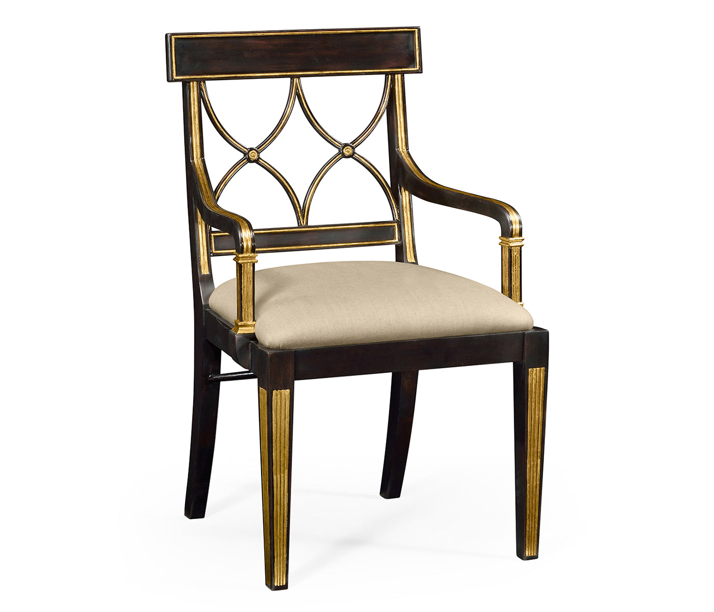 Kensington Collection - Regency Black Painted Curved Back Arm Chair ...