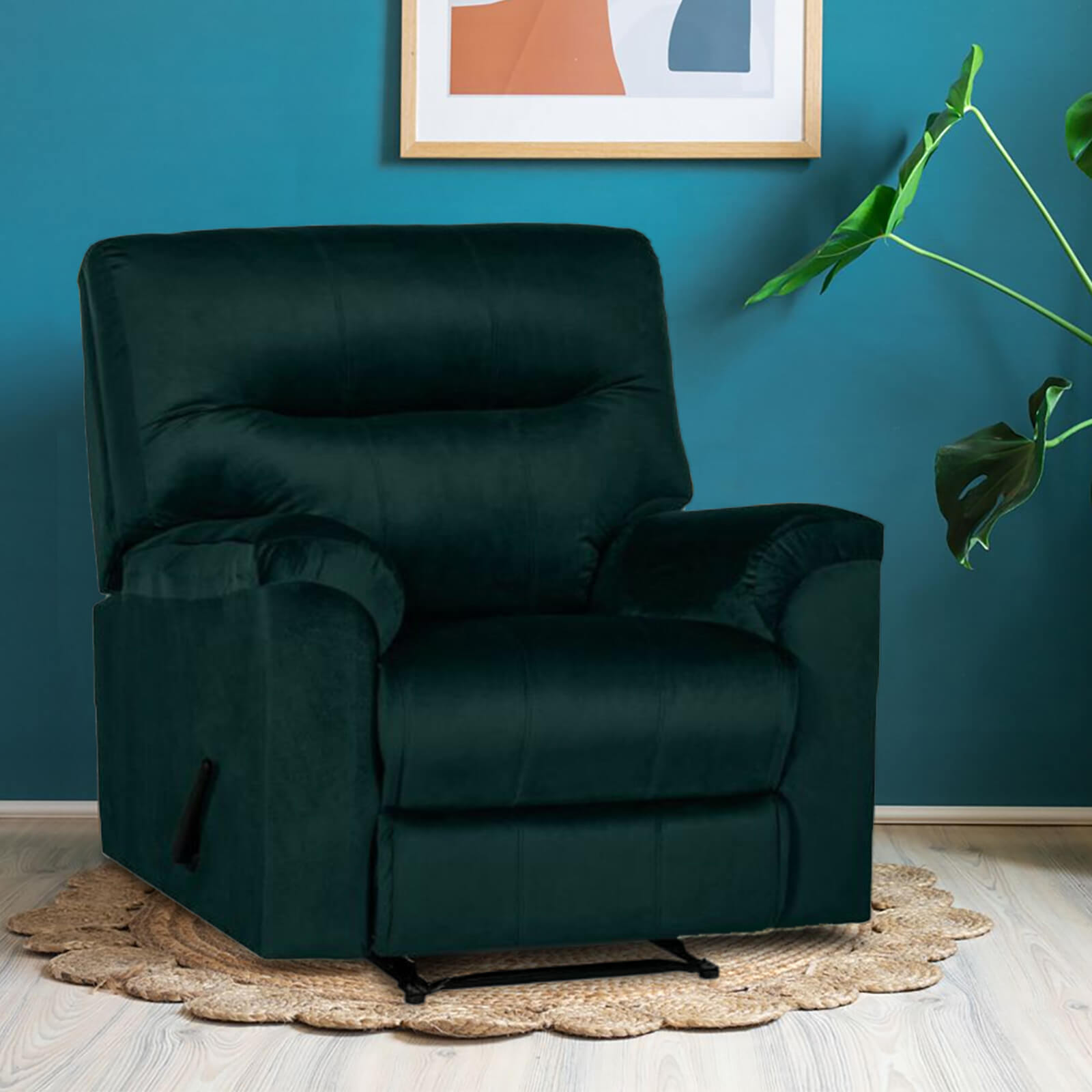 Velvet Rocking & Rotating Recliner Chair - Dark Green - AB01 – Al ...