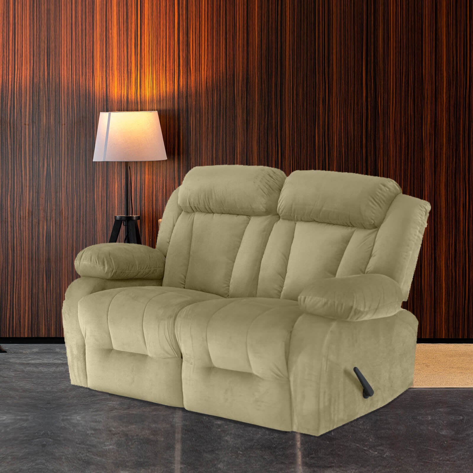 Velvet Double Recliner Chair - Dark Ivory - NZ50 - Al Rugaib Furniture