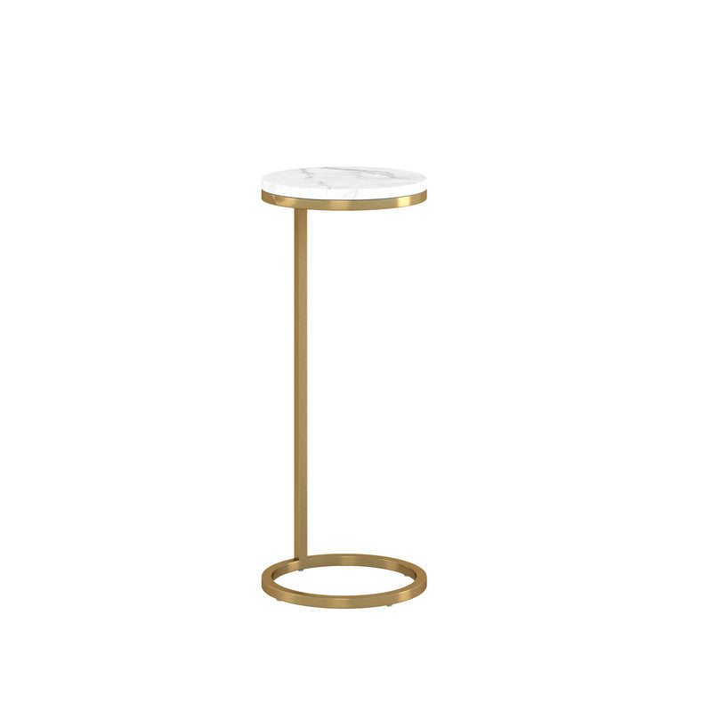 10Inch Brass Martini Round Table With Carrara Marble - Al Rugaib Furniture