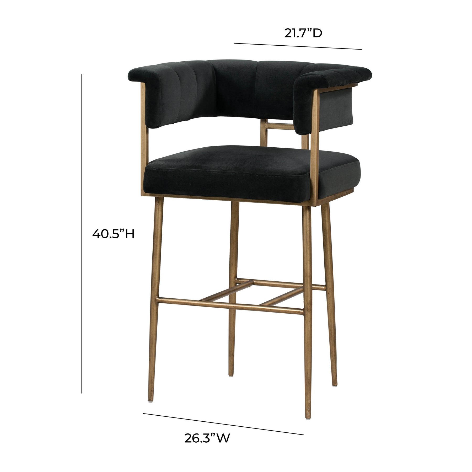 Astrid Grey Velvet Bar Stool - Al Rugaib Furniture