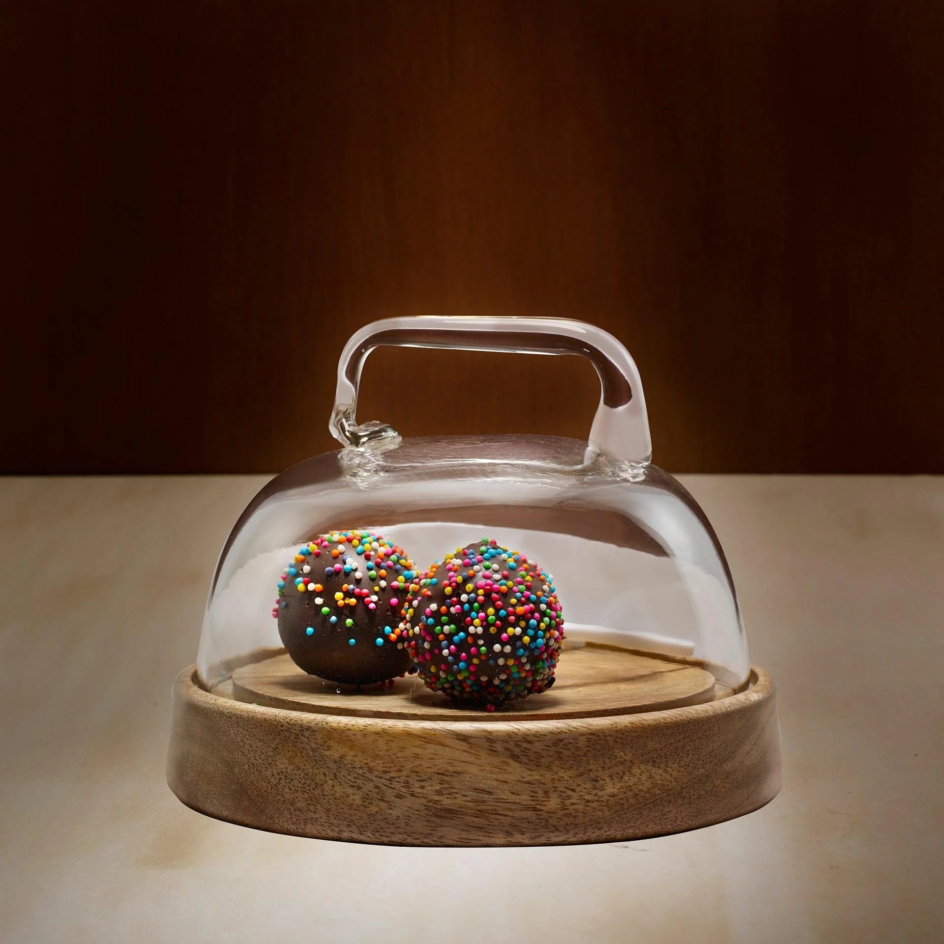 Dome Glass Cloche With Wooden Base- Small - Al Rugaib Furniture