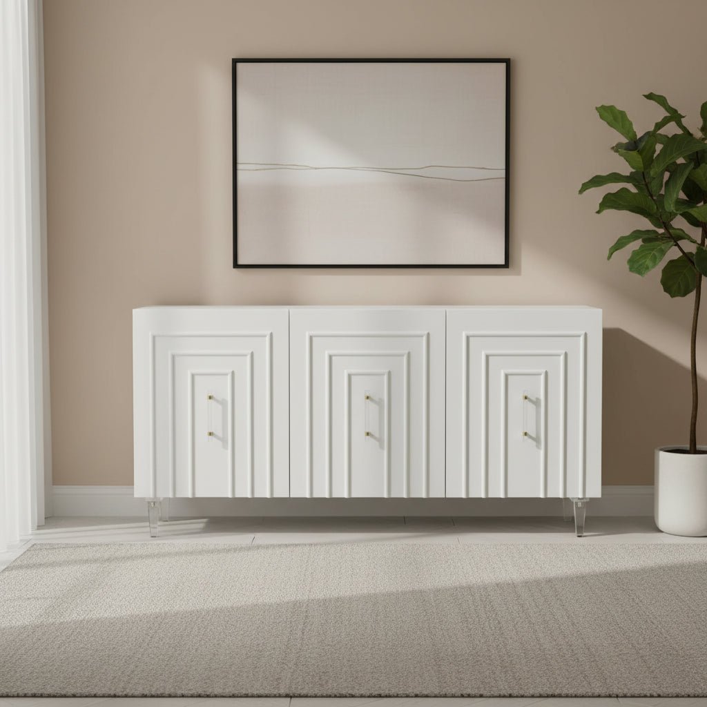 Famke White Lacquer Buffet - Al Rugaib Furniture