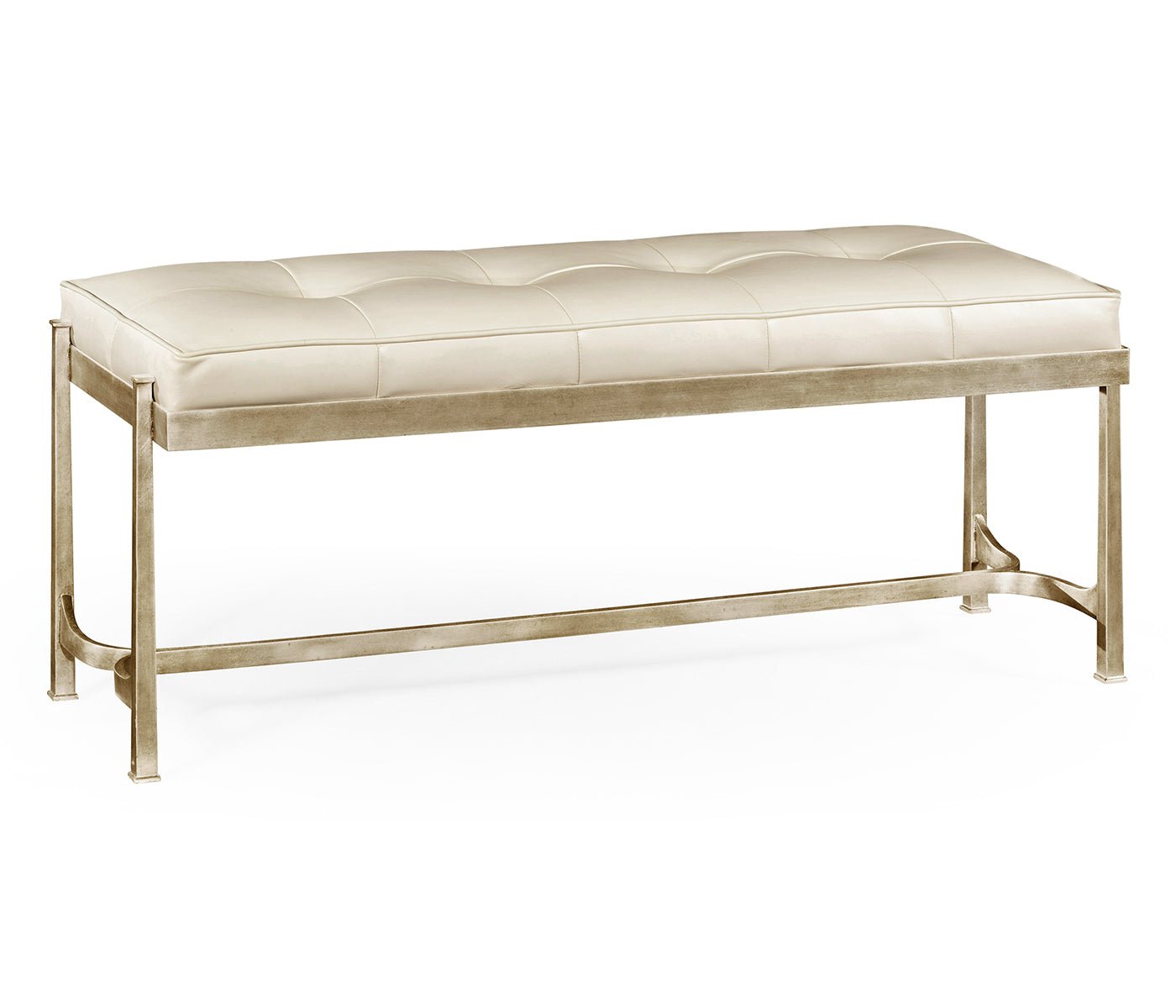 JC Modern - Luxe Collection - Silver Iron & Cream Leather Bench - Al ...