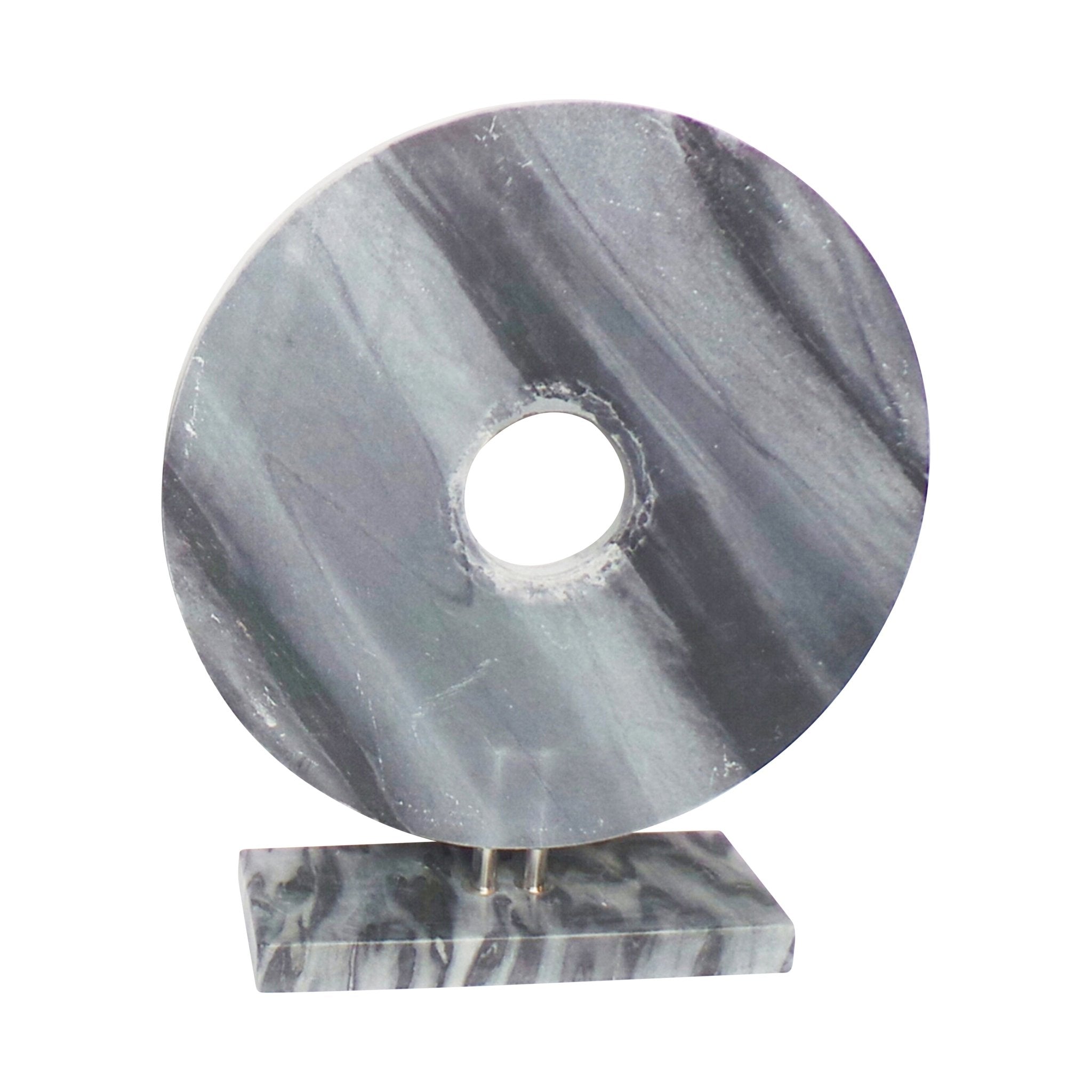 MARBLE 8"H DISK W/ BASE, GRAY - Al Rugaib Furniture