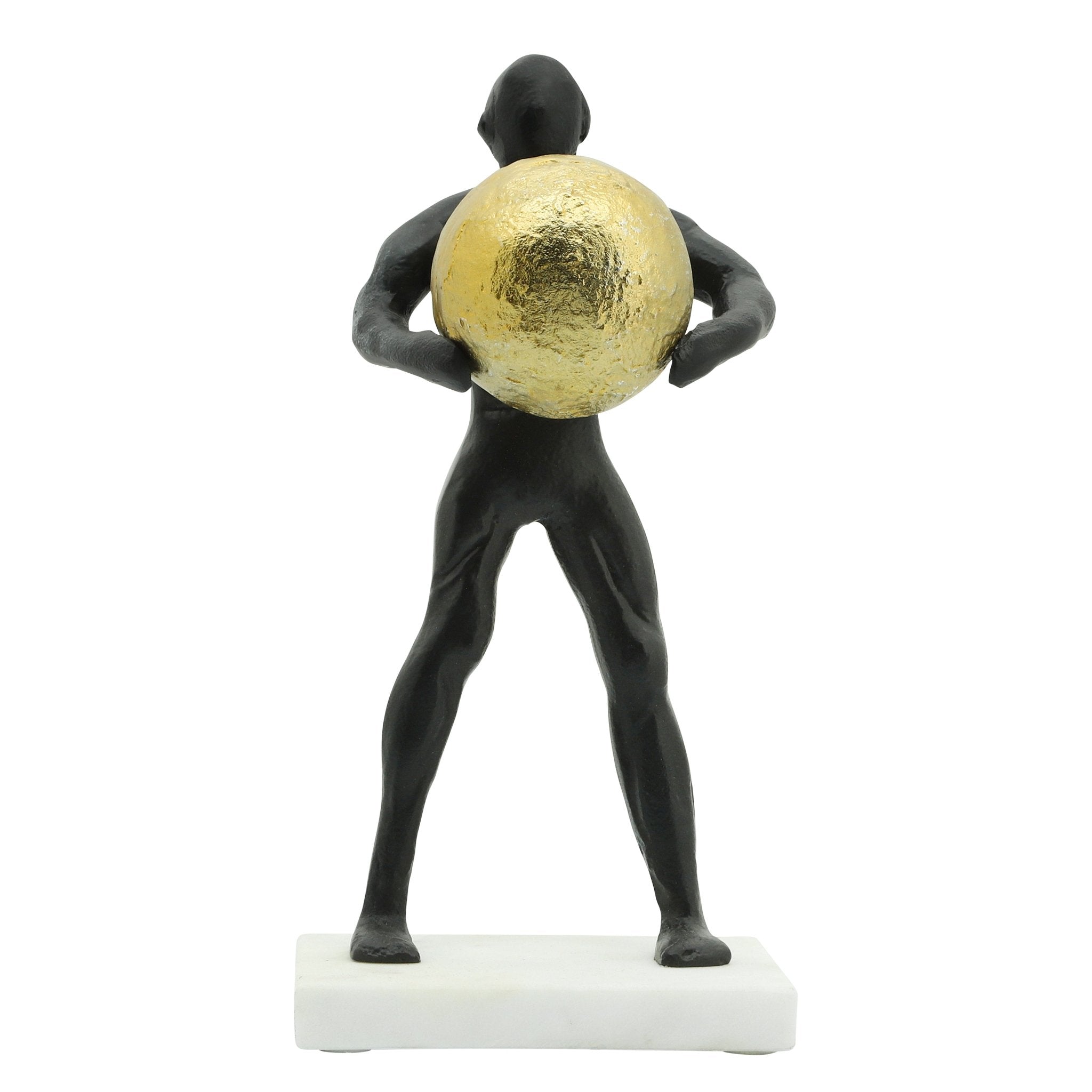 METAL 12"H MAN CARRYING BALL, BLACK/GOLD - Al Rugaib Furniture