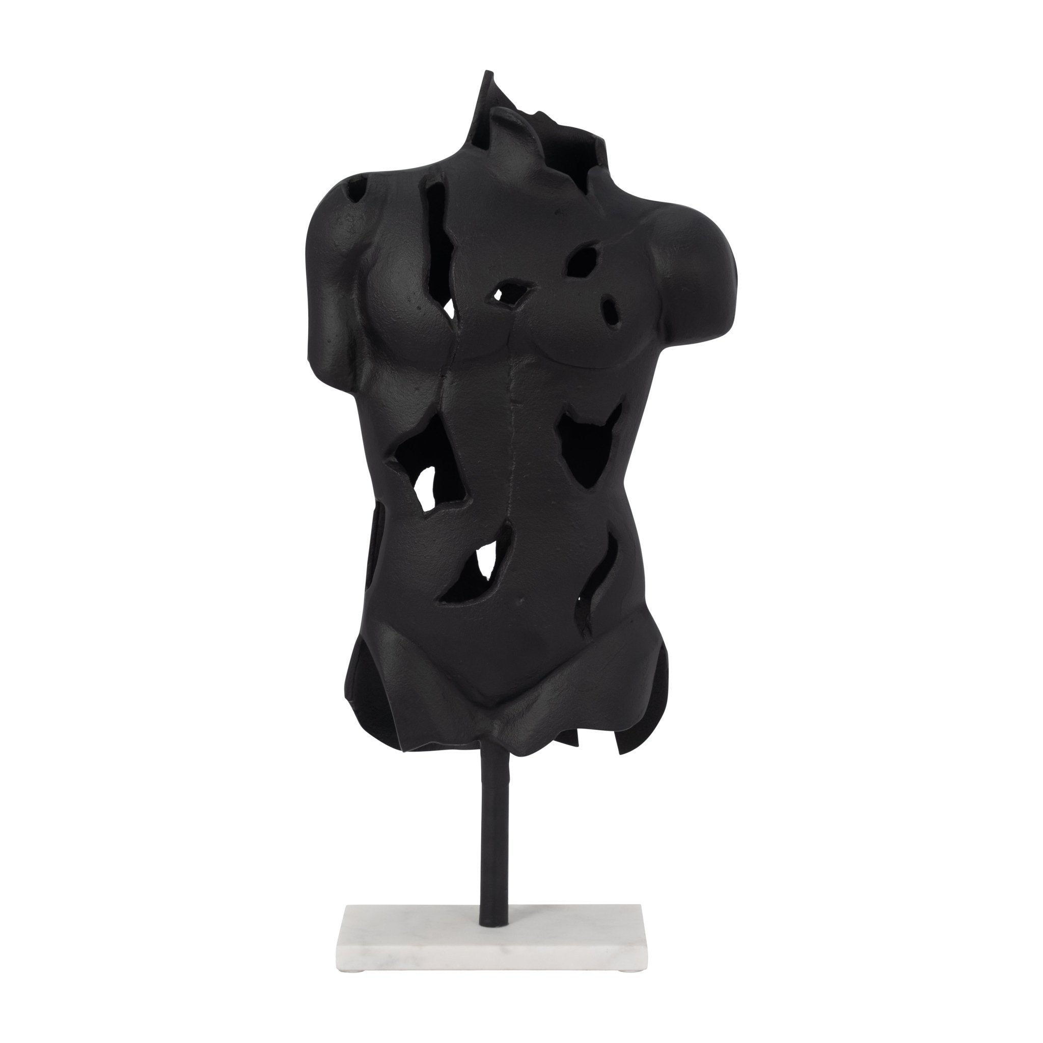 METAL, 23" CRACKED BUST ON STAND, BLACK - Al Rugaib Furniture