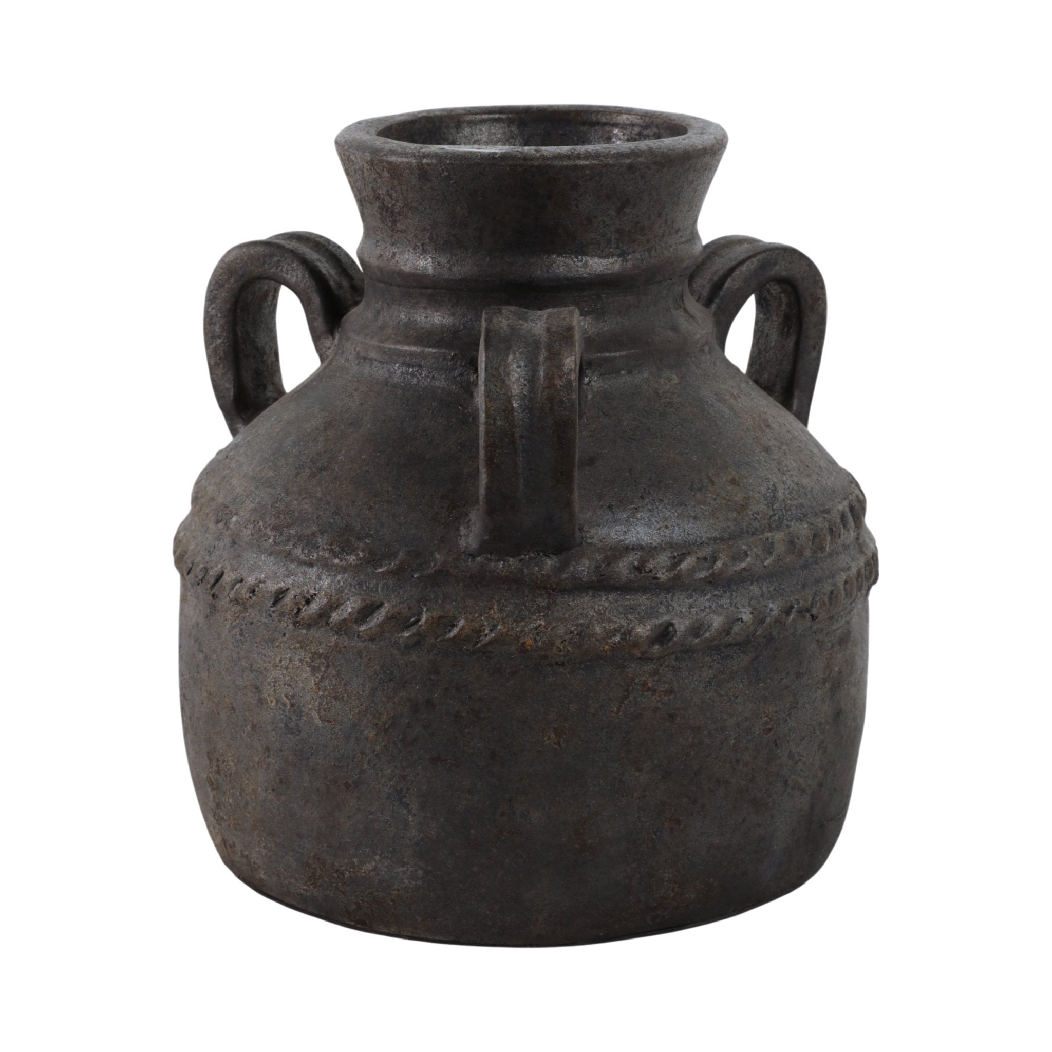 Terracotta, 12" Triple Handle Jug, Black - Al Rugaib Furniture