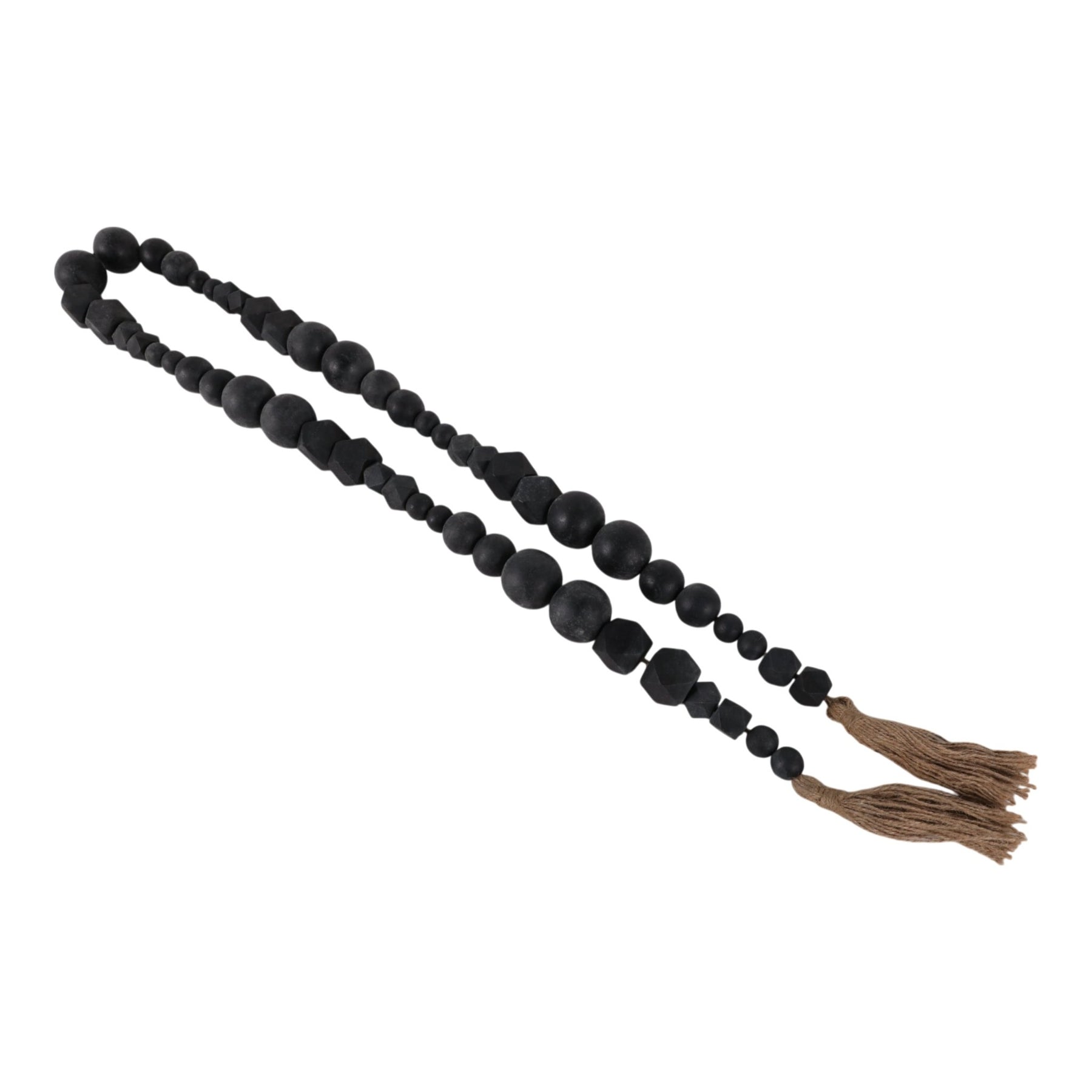 WOOD, 84"L HEX & ROUND BEAD GARLAND, BLACK - Al Rugaib Furniture