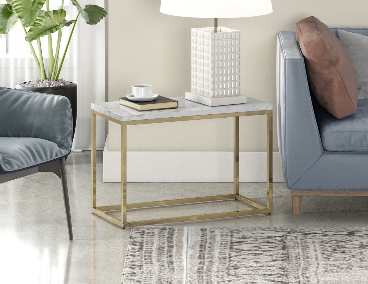 Marble RECTANGULAR SIDE TABLE - Al Rugaib Furniture