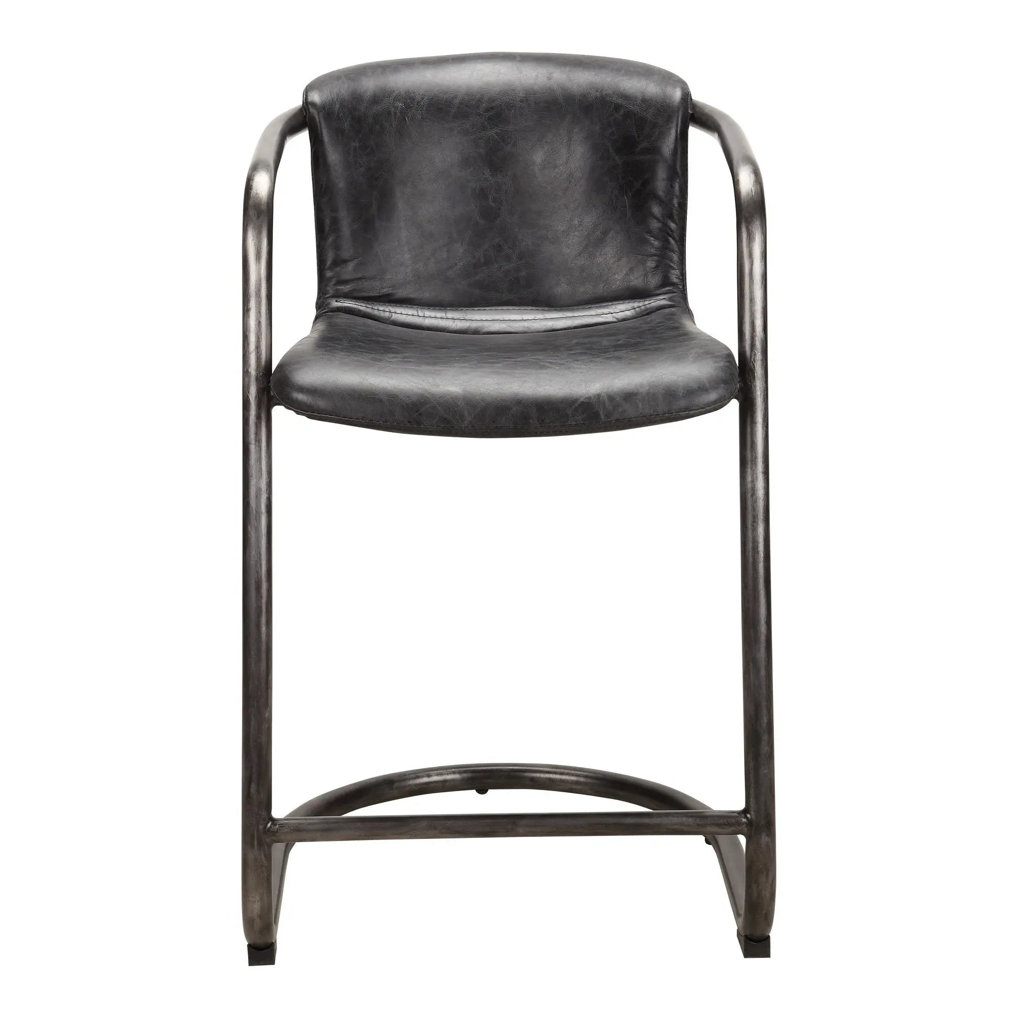 Freeman Counter Stool Onyx Black Leather -M2 - Al Rugaib Furniture